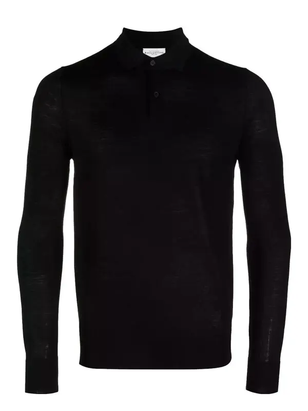 BALLANTYNE Fine-knit Wool Polo Shirt - Black