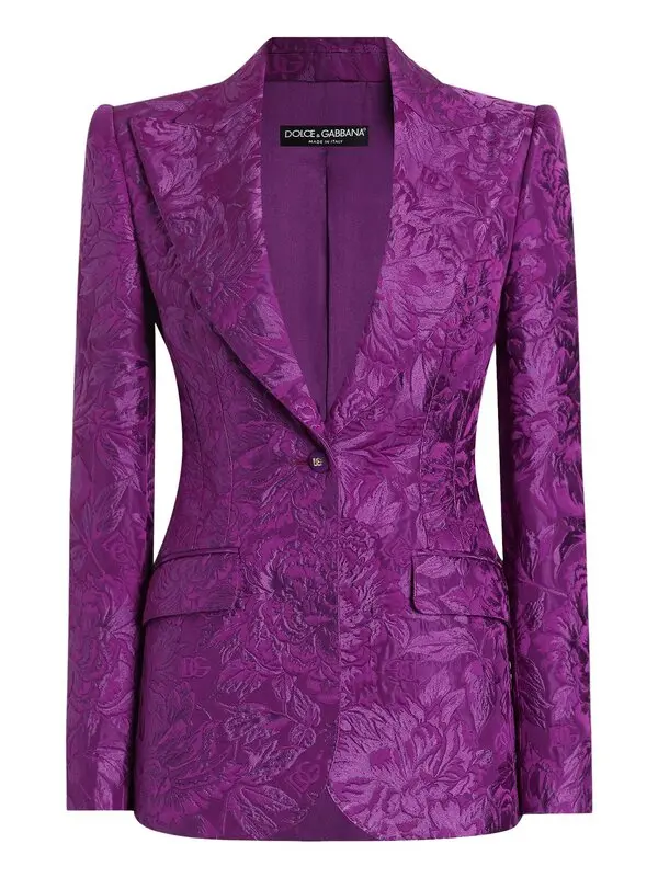 Dolce & Gabbana Peony-motif Brocade Turlington Jacket - Purple