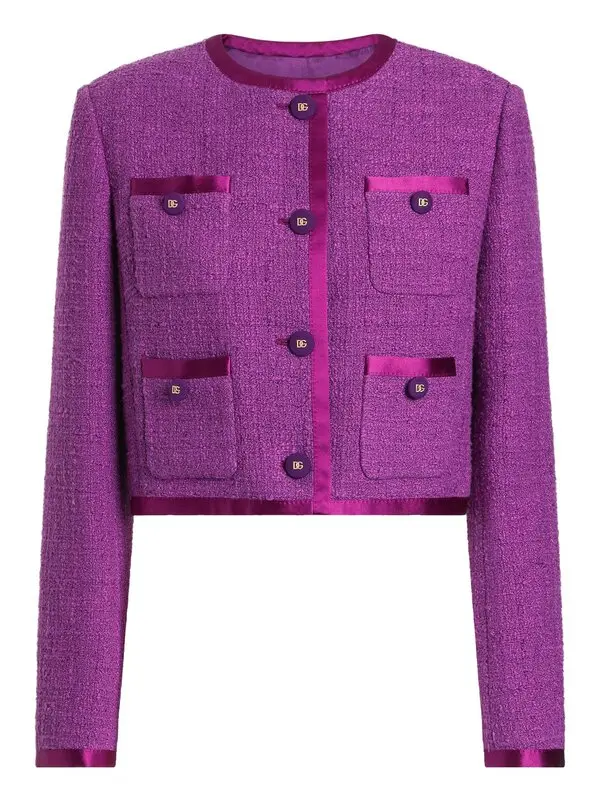 Dolce & Gabbana Single-breasted Rachel Tweed Jacket - Purple