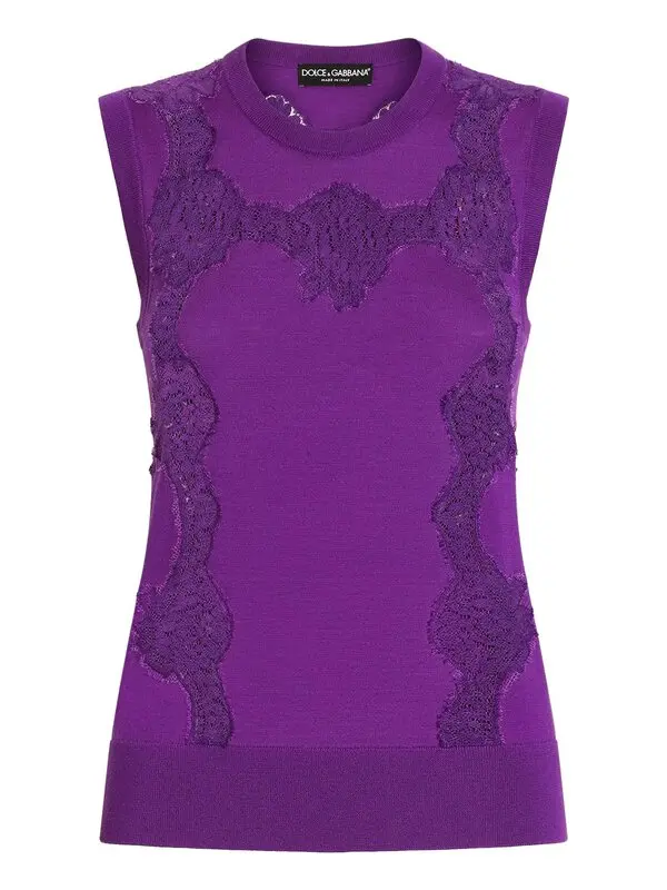 Dolce & Gabbana Wool And Lace Tank Top - Purple