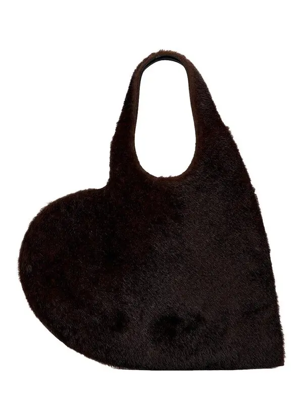 Coperni Faux Fur Heart Tote Bag - Brown