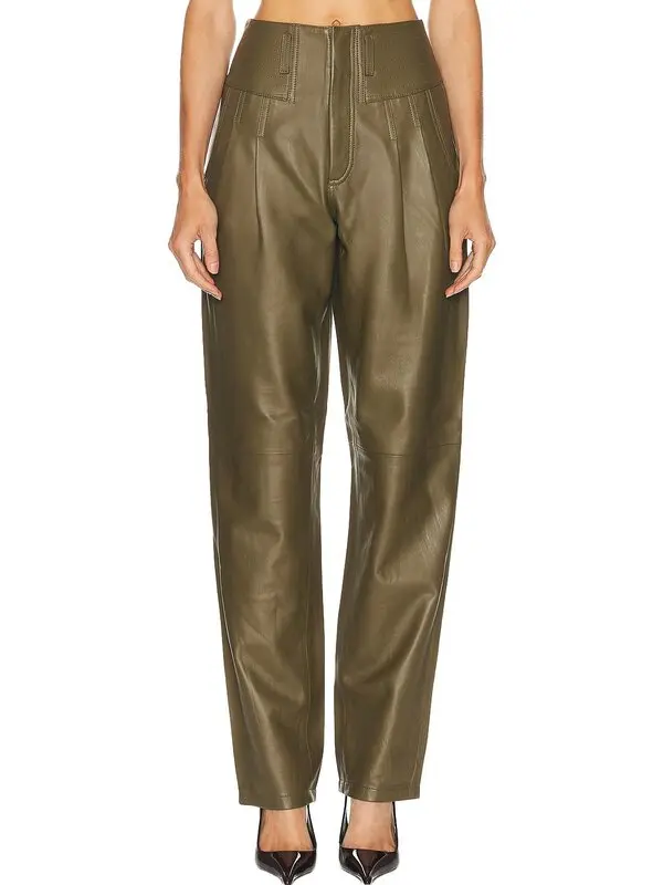 Ronny Kobo Justine Lamb Leather Pant - Olive