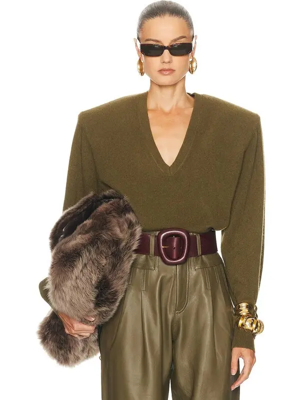 Ronny Kobo Landen Cashmere Sweater - Olive
