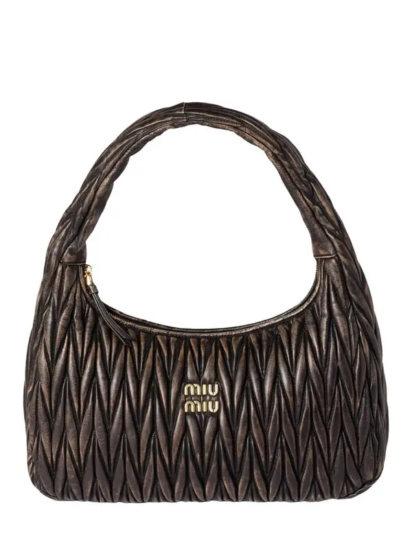 Miu Miu Matelassé Calfskin Wander Shoulder Bag - Brown