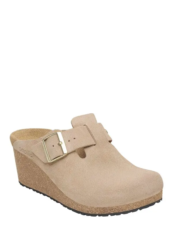 BIRKENSTOCK Papillio Fanny Suede Leather Clogs - Warm Sand