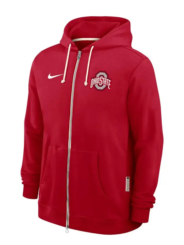Nike Ohio State Sideline Dri-fit Full-zip Hoodie - Red