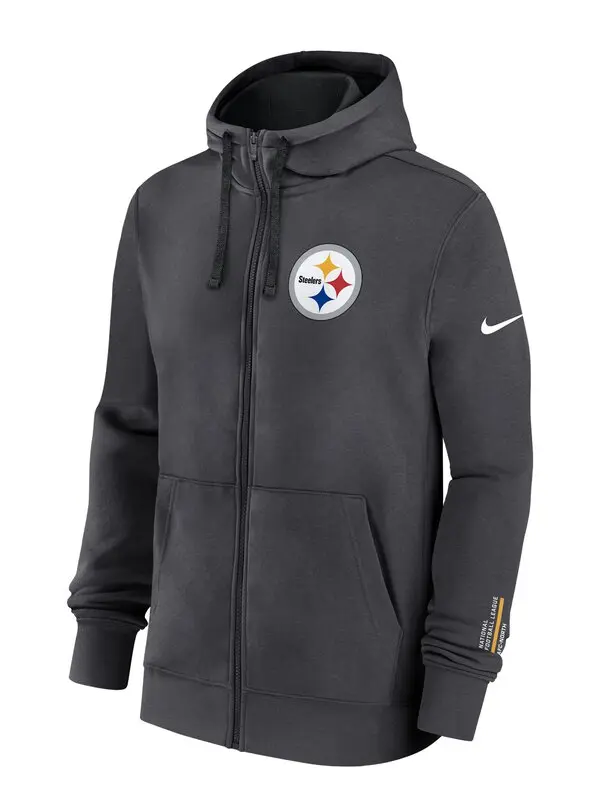 Nike Pittsburgh Steelers Playbook Page Club Nfl Full-zip Hoodie - Grey