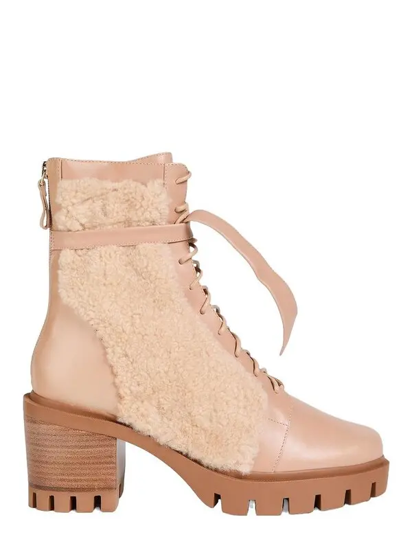 ALEXANDRE BIRMAN Clarita Shearling Combat Boots - Neutral