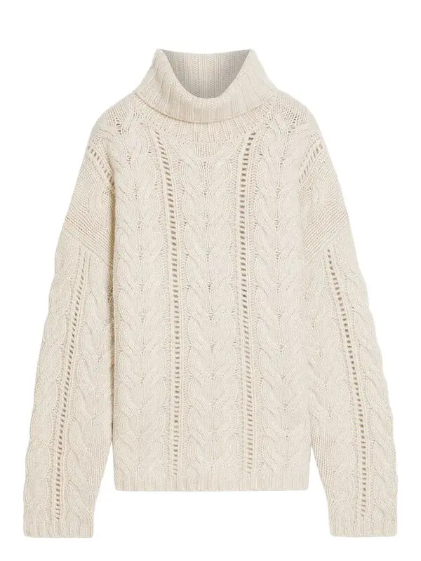 Naadam Cable-knit Wool And Cashmere-blend Turtleneck Sweater - Ecru