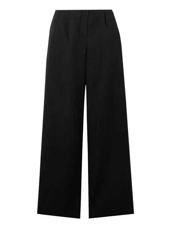 KASSL EDITIONS Pleated Wool Straight-leg Trousers - Black