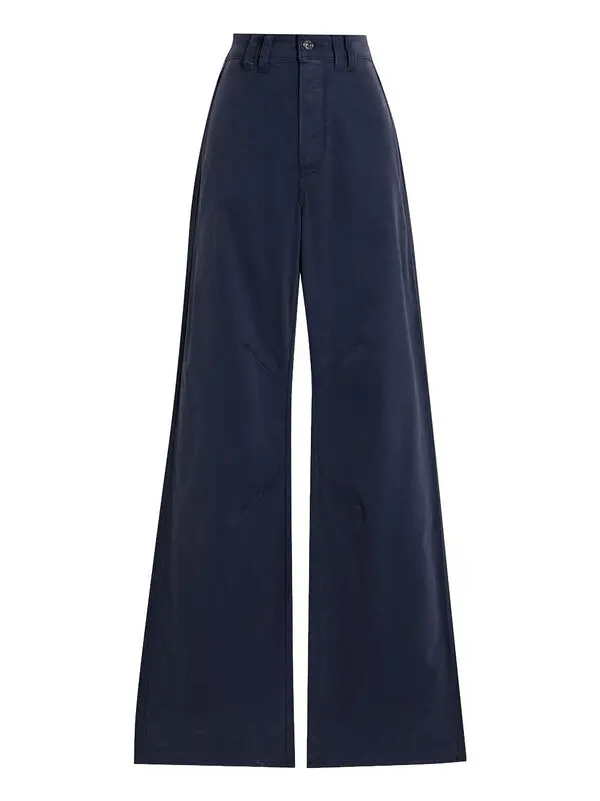 Paige Sasha Twill Wide-leg Pants - Navy