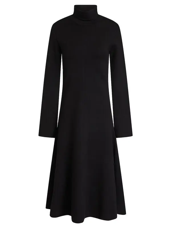 JOSEPH Silk-blend Turtleneck Midi Dress - Black