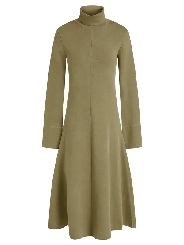 JOSEPH Silk-blend Turtleneck Midi Dress - Army Green