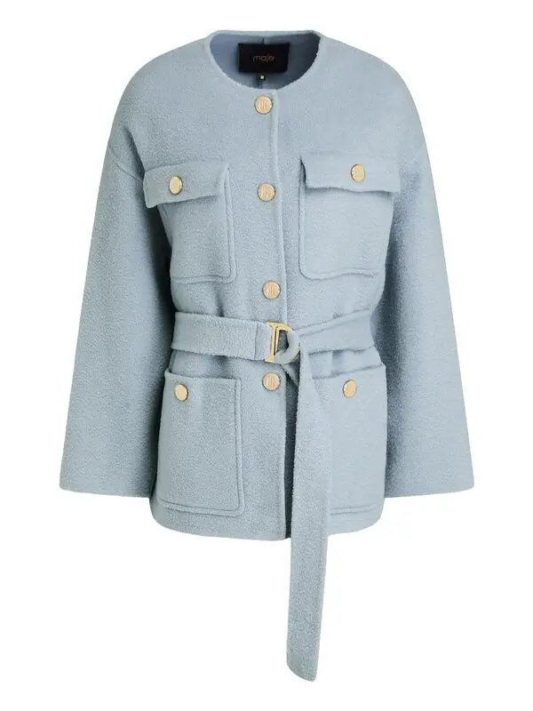 Maje Wool-blend Felt Coat - Light Blue