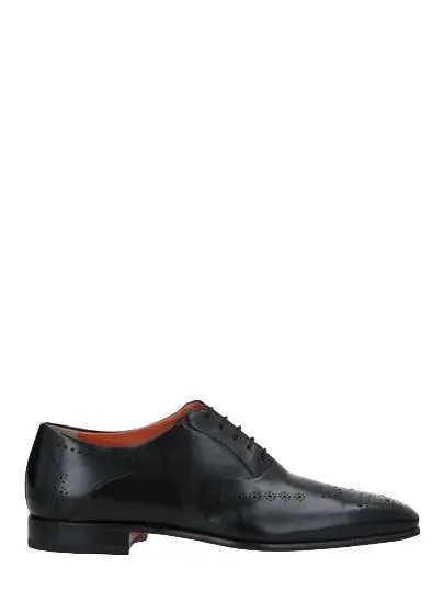 Santoni Lace-up Leather Oxford Shoes - Black