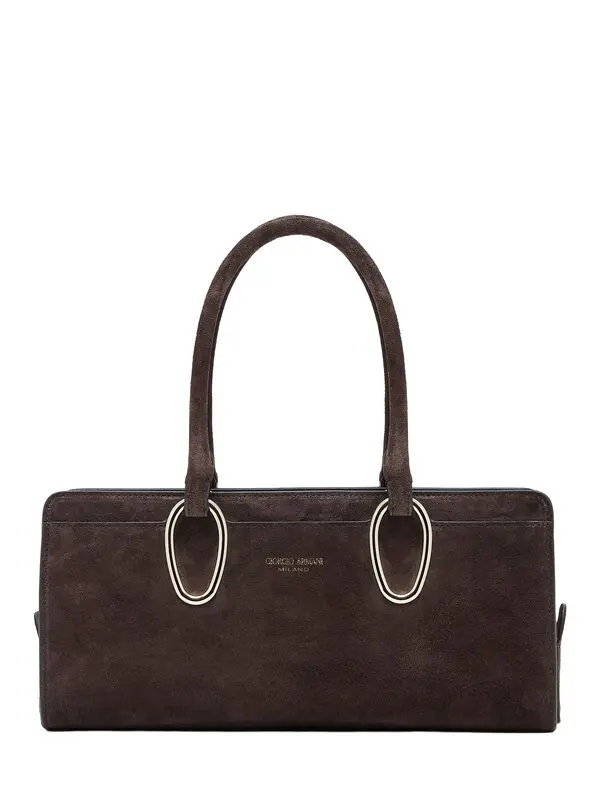 Giorgio Armani Suede Bauletto Bag - Brown