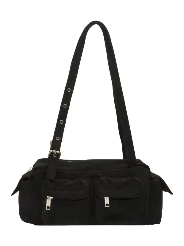 SAMO ONDOH Pocket Utility Shoulder Bag Medium - Suede Black