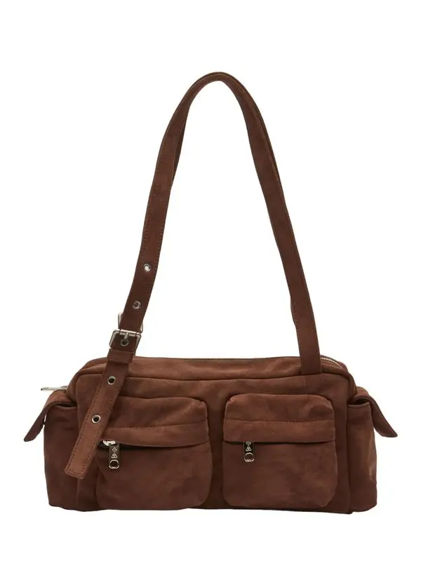 SAMO ONDOH Pocket Utility Shoulder Bag - Suede Brown