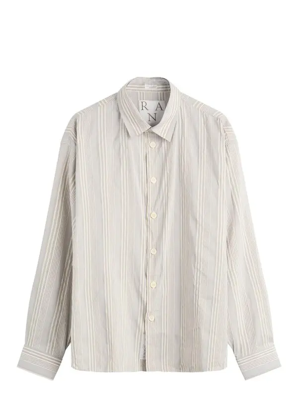RANRA Stripy Classic Shirt - Rigati Putty/blue