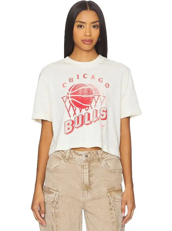 Junk Food Bulls Mock Crop Tee - White