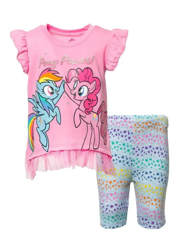 MY LITTLE PONY Printed T-shirt & Bike Shorts Set - Pink