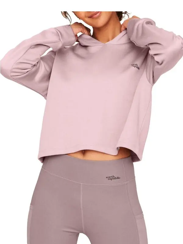 EARTH REPUBLIC Myah Cropped Hoodie - Light Pink