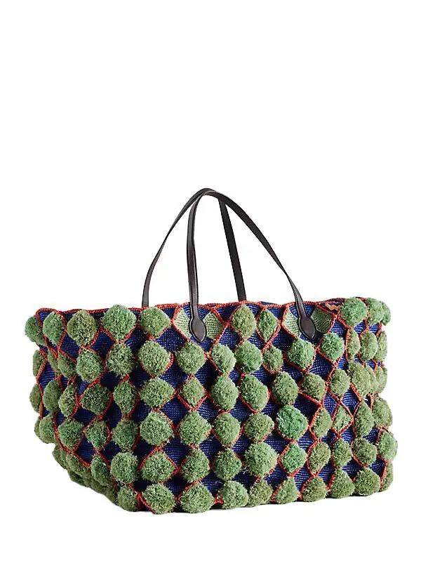 MADE FOR A WOMAN Adala Xl Raffia Tote - Green/blue