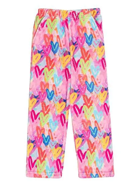 PREPPY GOOSE Plush Graffiti Hearts Loungewear Pant - Multicolor
