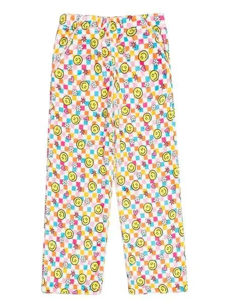 PREPPY GOOSE Plush Retro Smiley Loungewear Pant - Multicolor