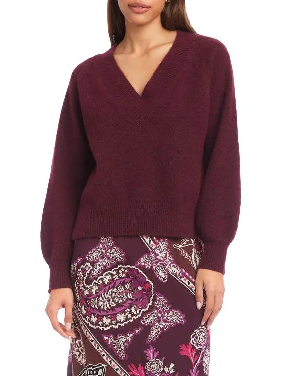 Fifteen Twenty Heather V-neck Sweater - Wine