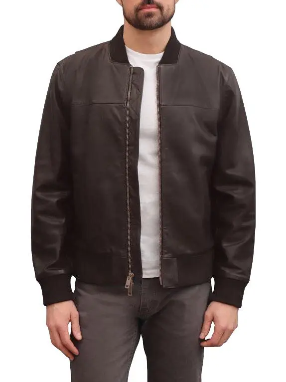 Bagatelle Leather Bomber Jacket - Espresso