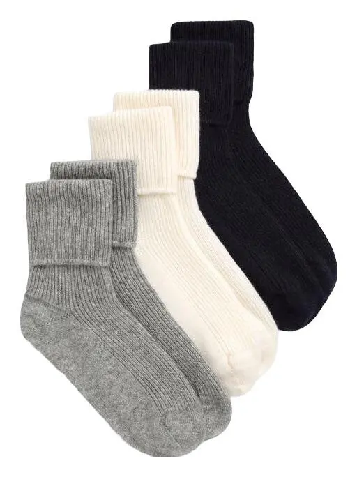 Johnstons Of Elgin Assorted 3-pack Rib Cashmere Crew Socks - Luna