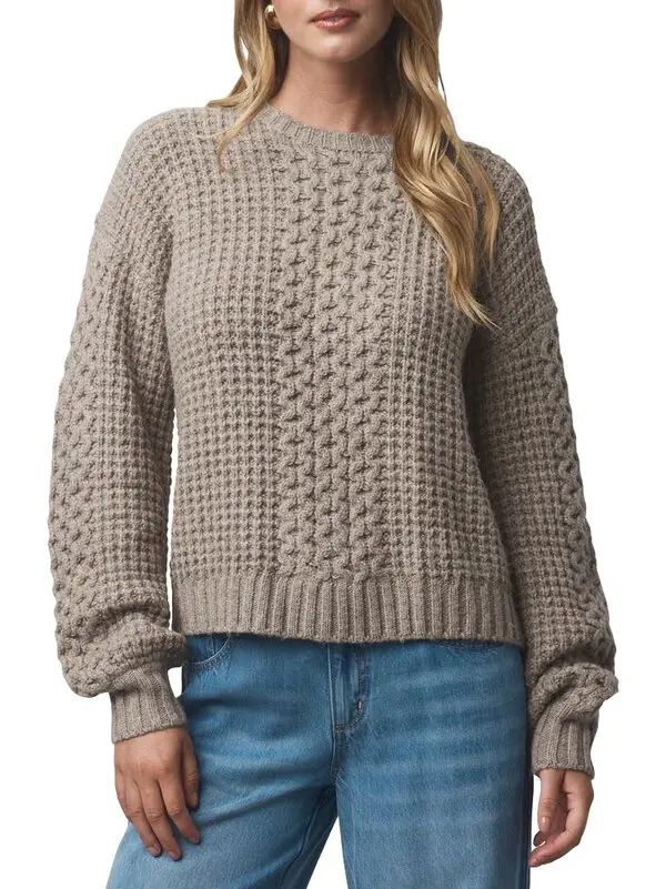 Splendid Celeste Cable Stitch Sweater - Light Cedar Beige Heather