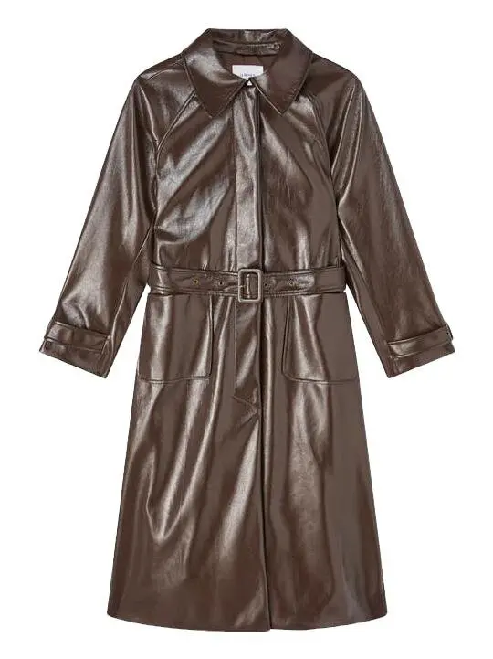 LK BENNETT Wendy Faux Leather Trench Coat - Deep Purple
