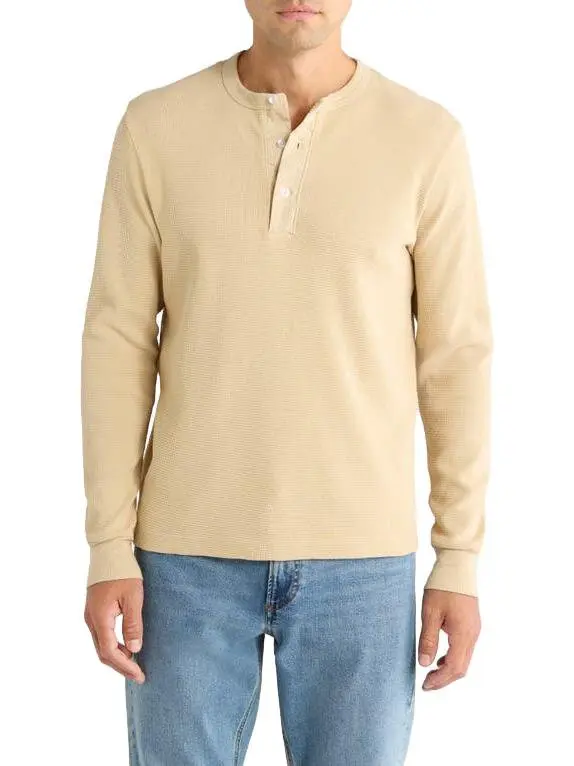 925 ORIGINALS Stock Waffle Knit Henley - Washed Khaki
