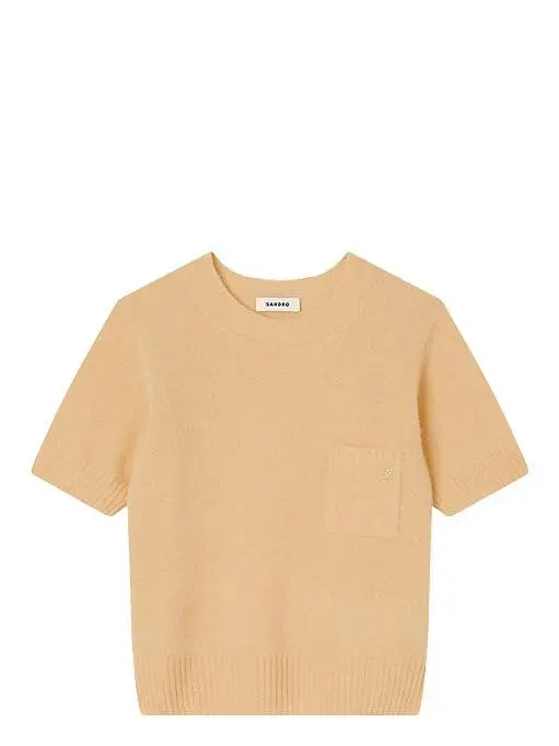 Sandro Short-sleeve Fine-knit Wool Jumper - Camel