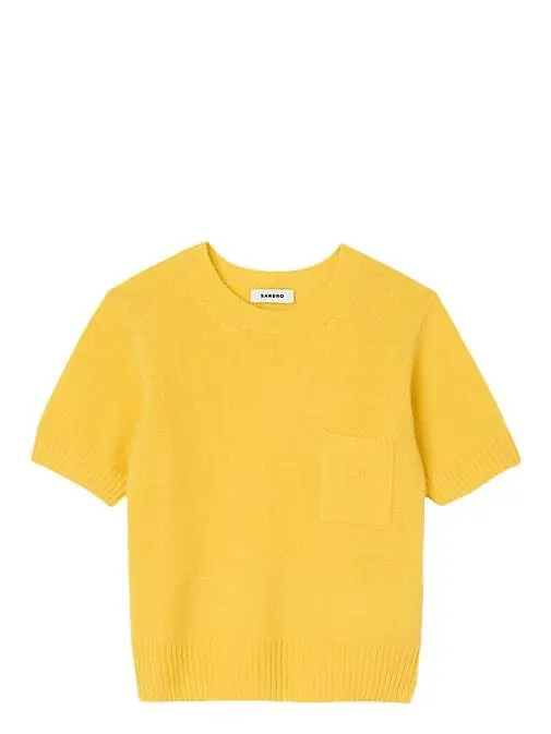 Sandro Short-sleeve Fine-knit Wool Jumper - Gold Yellow