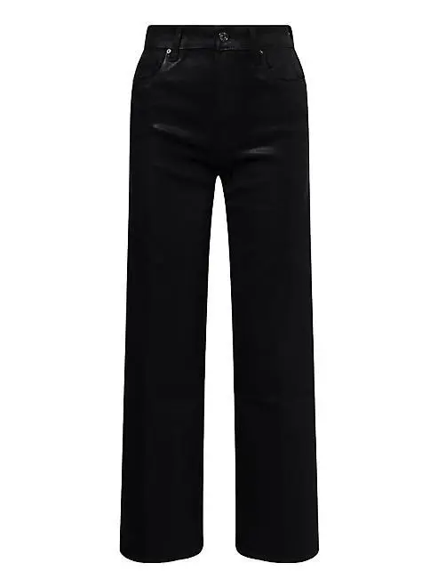 Paige Coated Stretch-woven Straight Leg Jeans - Black Fog Luxe Coating