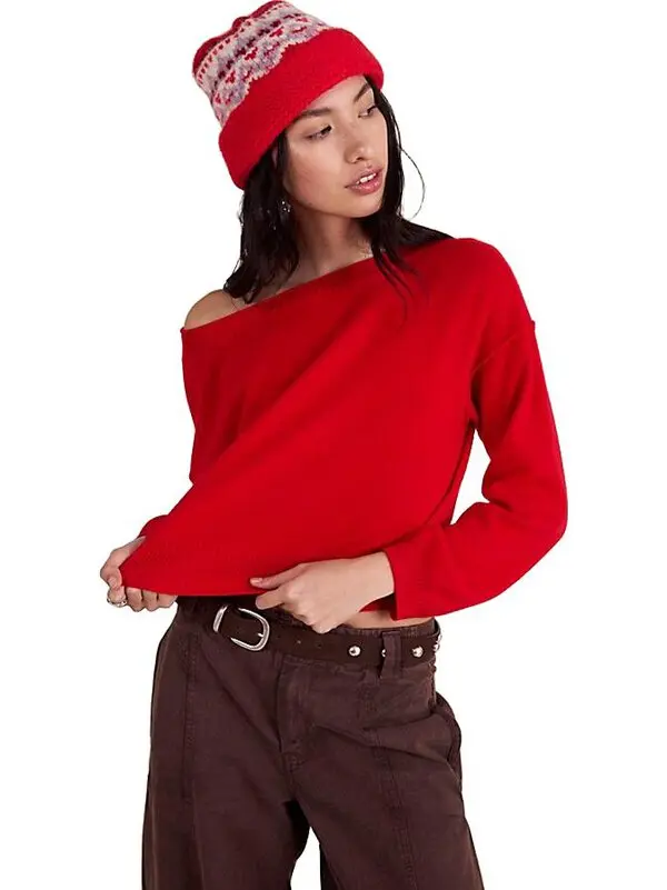 Free People Ellie Cashmere Pullover - Crimson