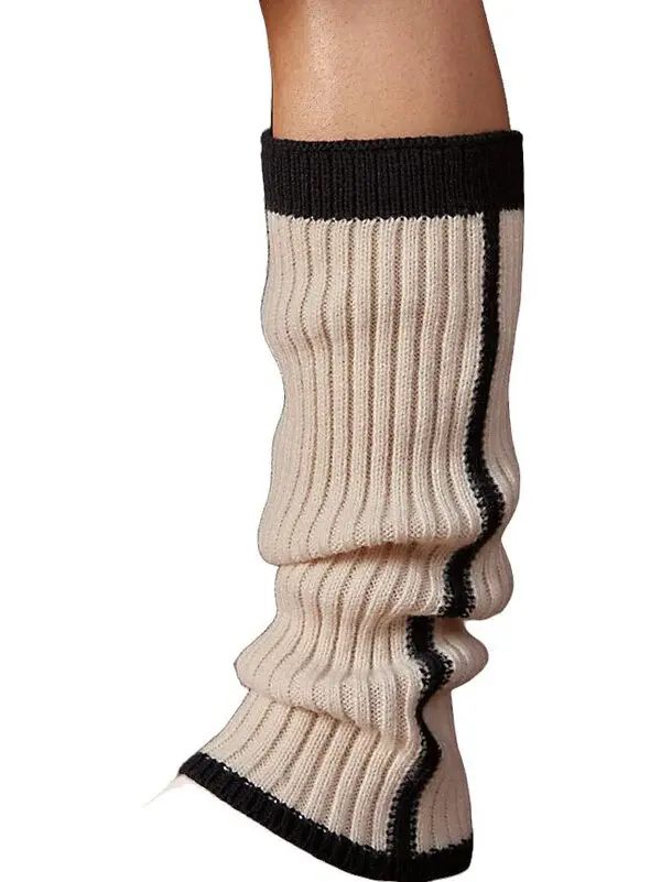 Free People Color Block Ribbed Knit Leg Warmers - Ivory Combo