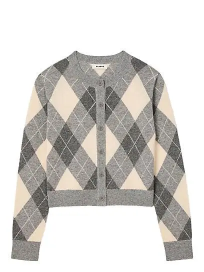 Sandro Argyle Wool And Cashmere-blend Cardigan - Grey