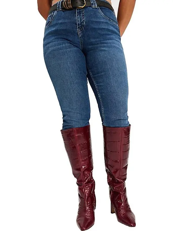 Sam Edelman Sylvia Croc Wide Calf Tall Boots - French Merlot