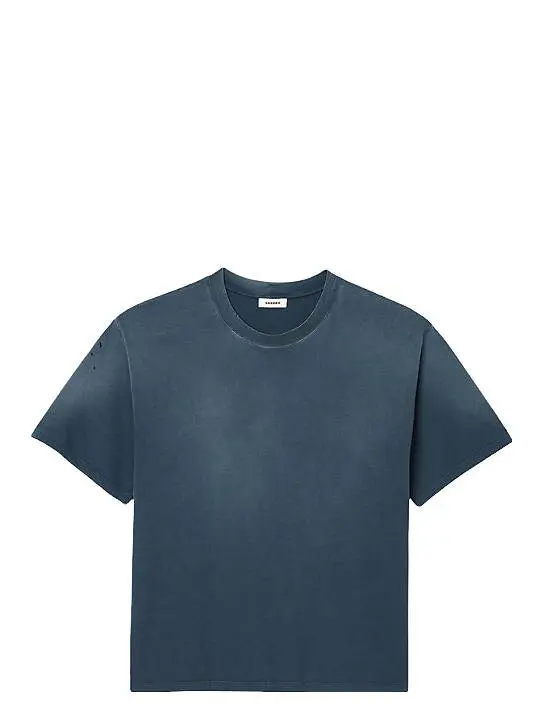 Sandro Crewneck Relaxed-fit Short-sleeve Cotton T-shirt - Midnight Blue