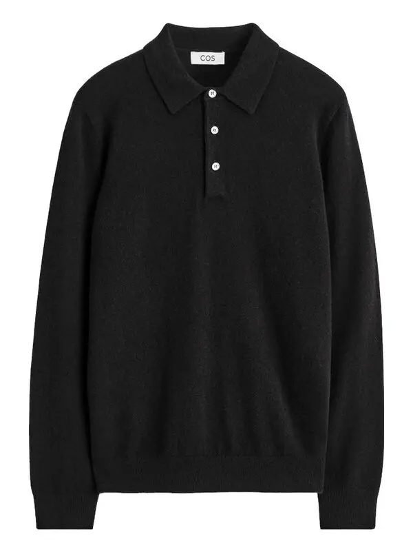 Cos Seamless Cashmere Polo Shirt - Black