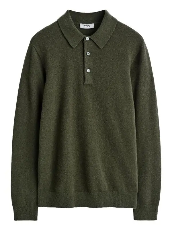 Cos Seamless Cashmere Polo Shirt - Green