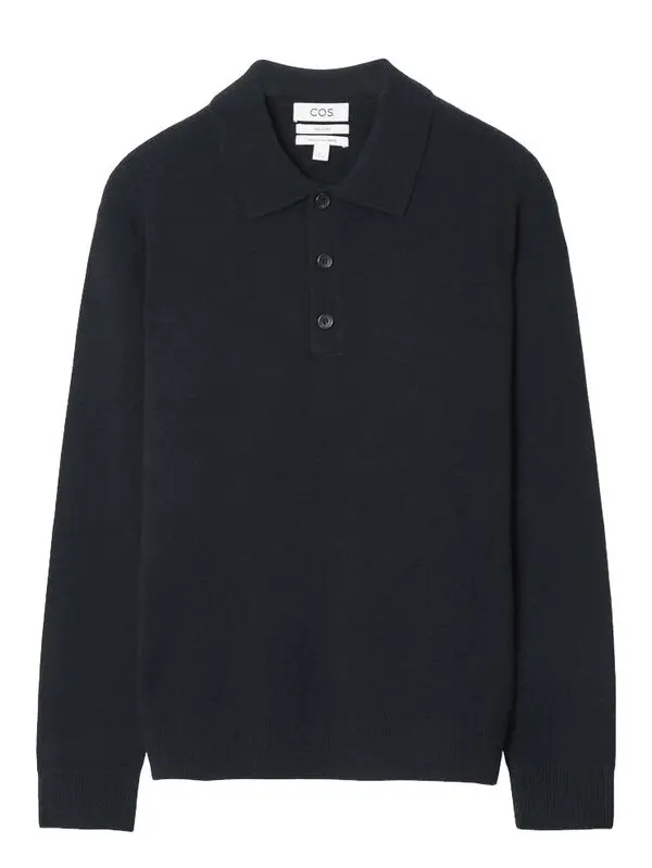 Cos Seamless Cashmere Polo Shirt - Navy