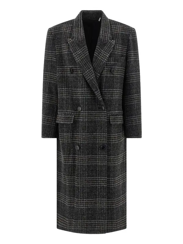 Isabel Marant Lexana Checked Wool Coat - Gray
