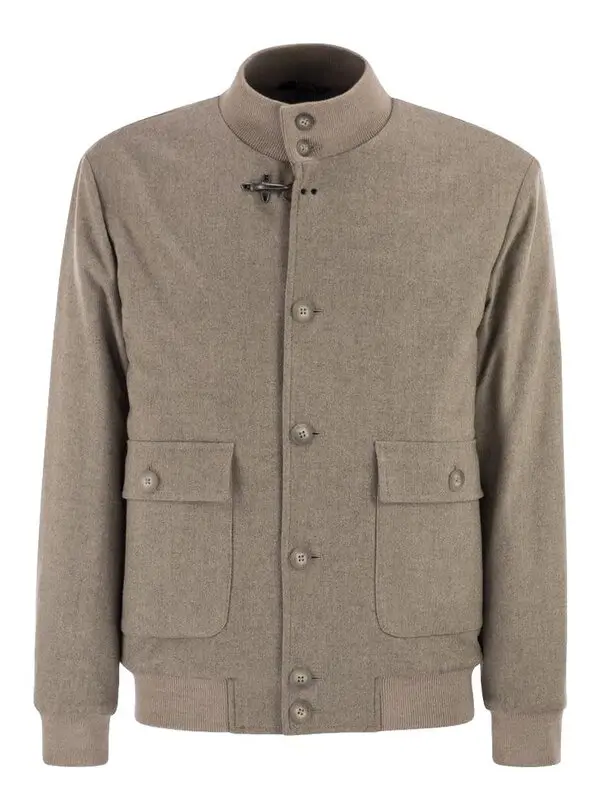 FAY Virgin Wool Bomber Jacket - Beige