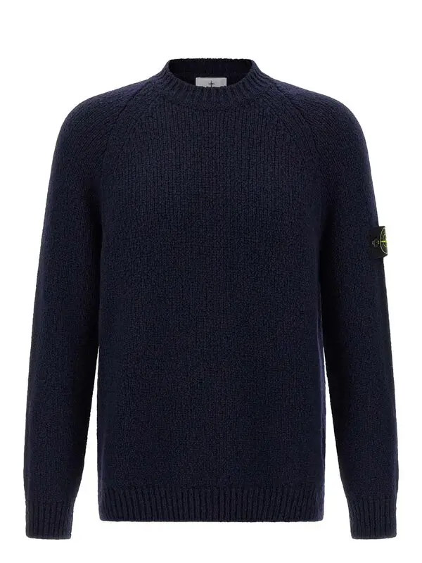 Stone Island Bouclé Wool-blend Sweater - Blue