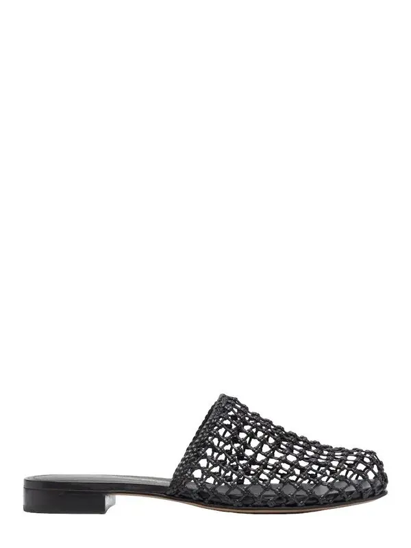 FERRAGAMO Woven Design Leather Mules - Black